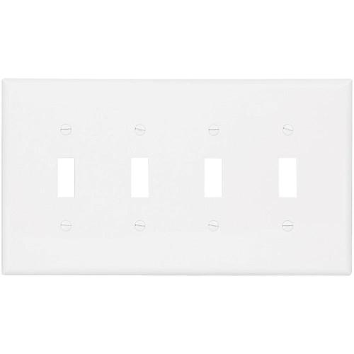 Eaton 4-Gang White Single Toggle Midsize Wall Plate in the Wall Plates ...