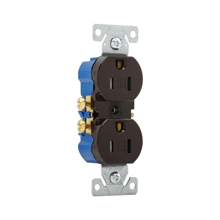 Eaton Brown 15-Amp Duplex Tamper Resistant Outlet Residential in the ...