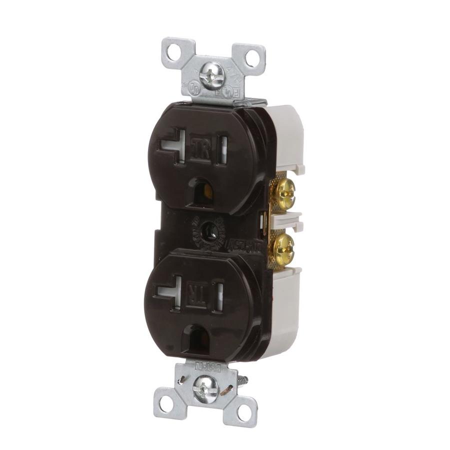 Eaton Brown 20-Amp Duplex Tamper Resistant Outlet Commercial Outlet in ...