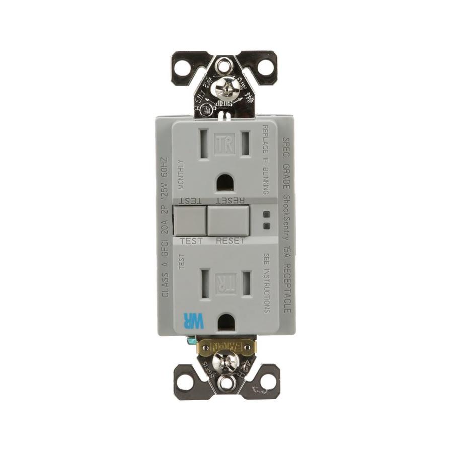 Eaton Gray 15-Amp Decorator Tamper Resistant Weather Resistant GFCI ...