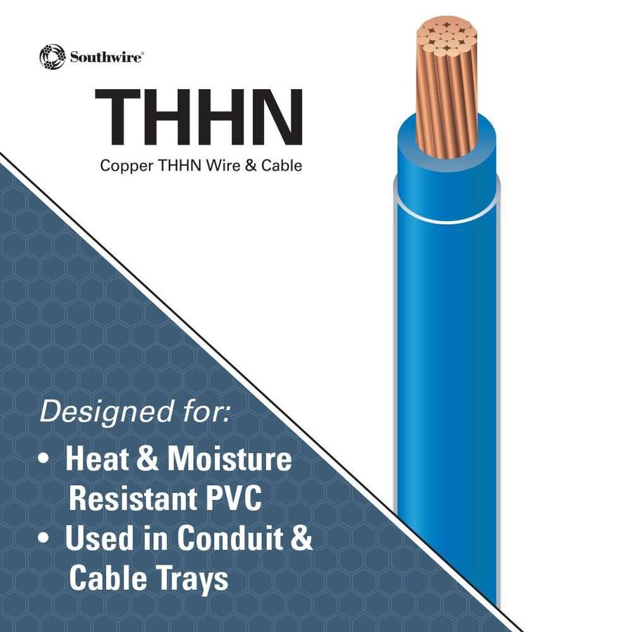 Southwire 2500-ft 12-AWG Blue Copper THHN Wire (By-the-Roll) in the ...