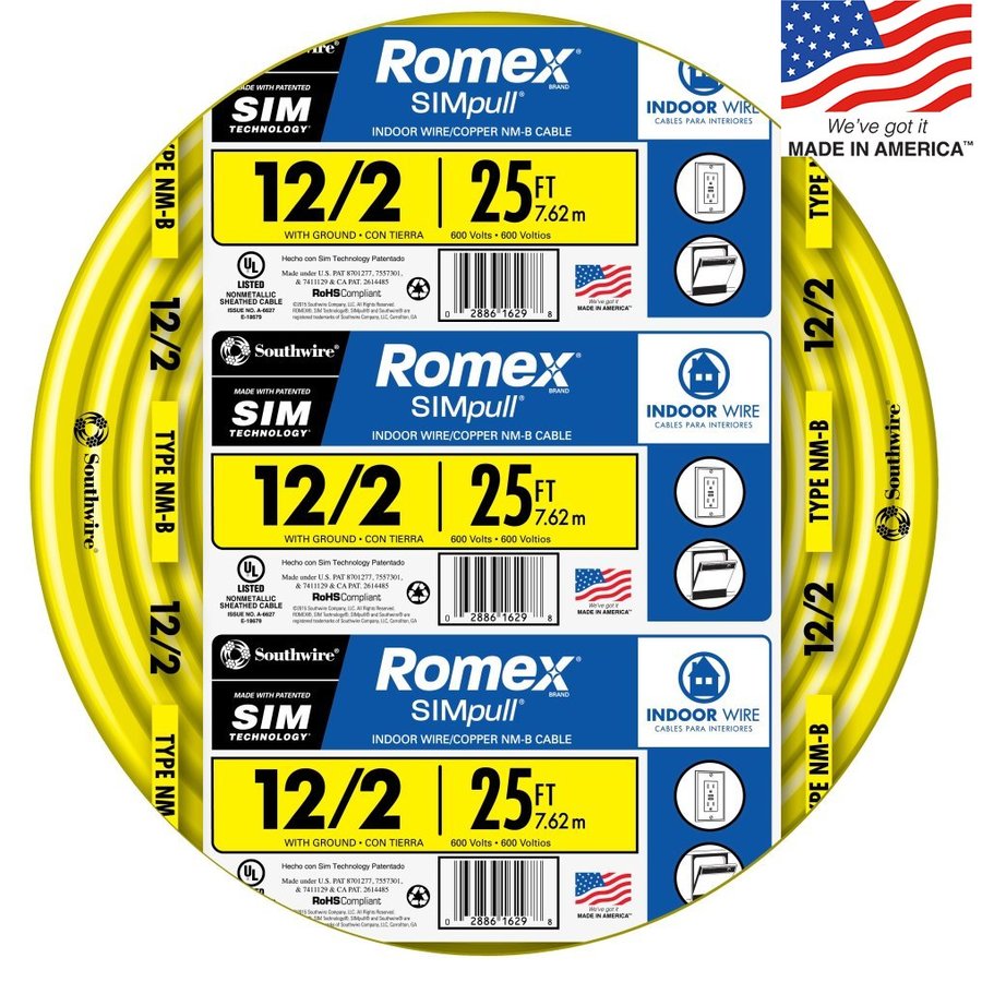 Romex SIMpull 25-ft 12-2 Non-Metallic Wire (By-The-Roll) in the Non ...