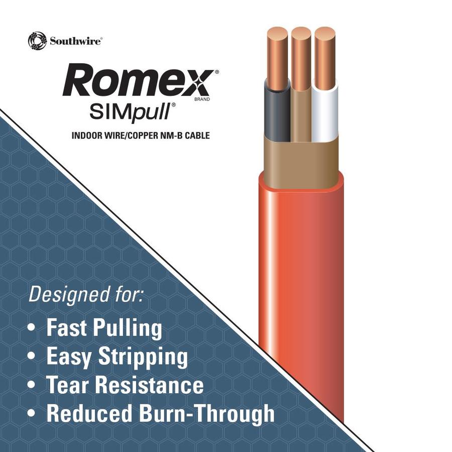 Shop Romex SIMpull 100-ft 10/2 Non-Metallic Wire (By-the-Roll) at Lowes.com