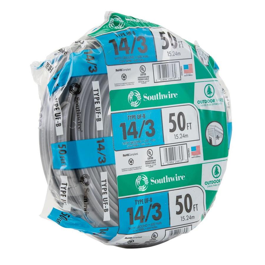 Southwire 50-ft 14/3 Solid UF Wire (By-the-Roll) in the UF Wire (By-the ...