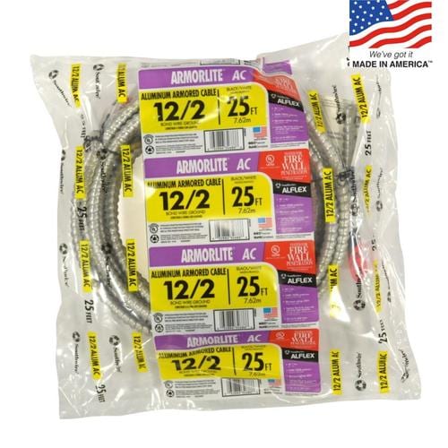 Southwire Armorlite 25-ft 12/2 Solid Aluminum AC Cable in the Armored ...