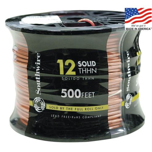 Southwire 500-ft 12-AWG Solid Orange Copper THHN Wire (By-the-Roll) in ...
