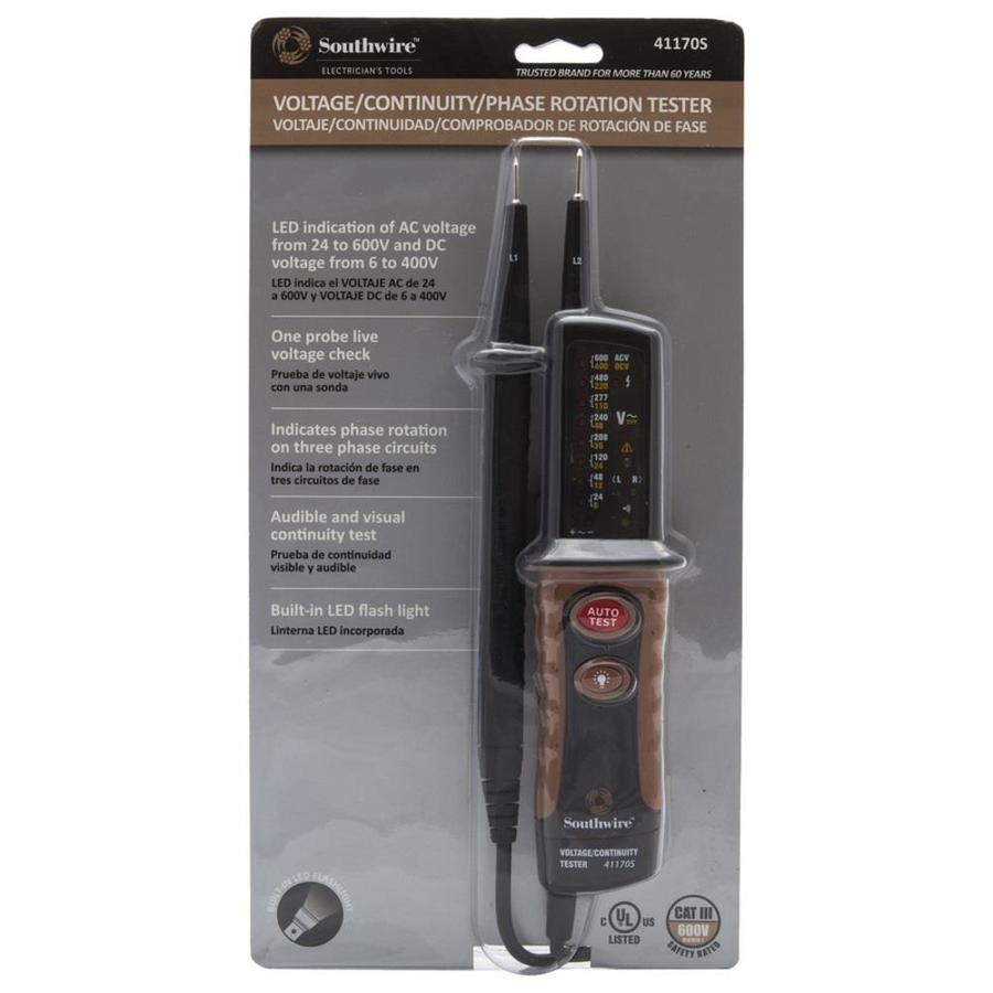 Southwire 1 Amp 24 To 600-Volt Analog Voltage/Continuity/Phase Rotation ...