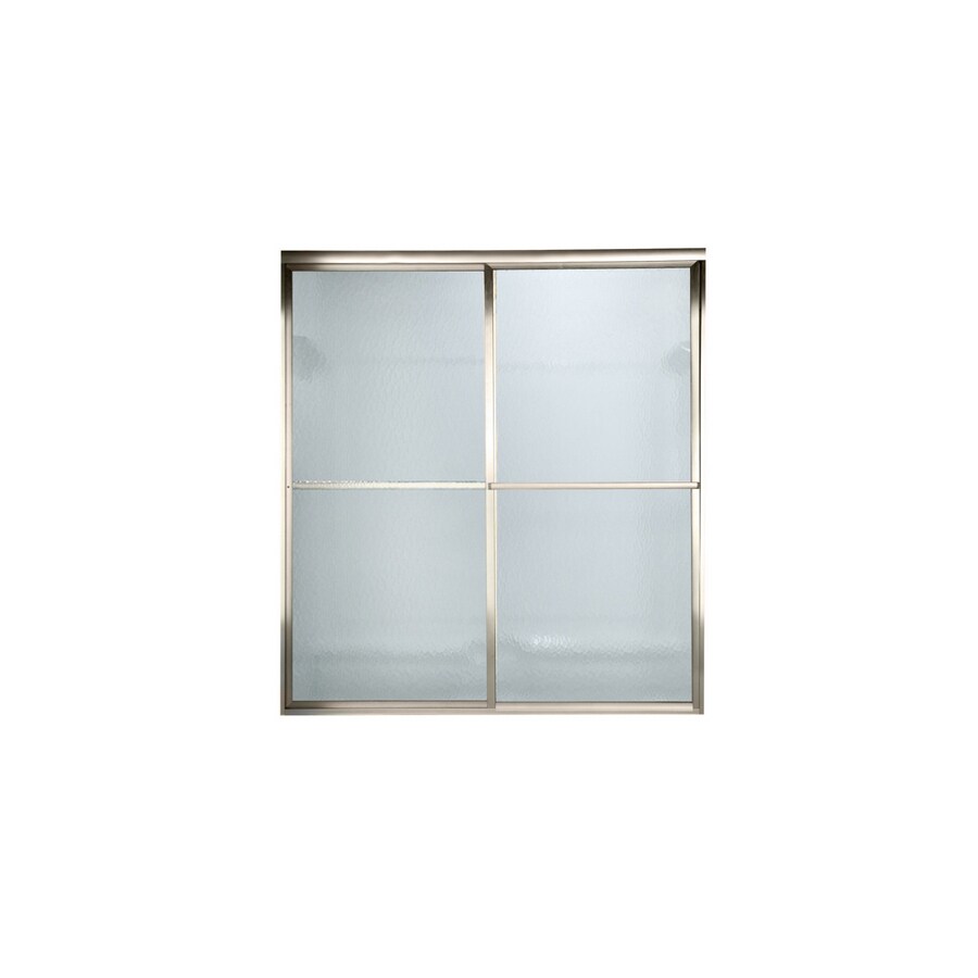 American Standard 60-in W x 64-1/2-in H Brushed Nickel Framed Sliding ...