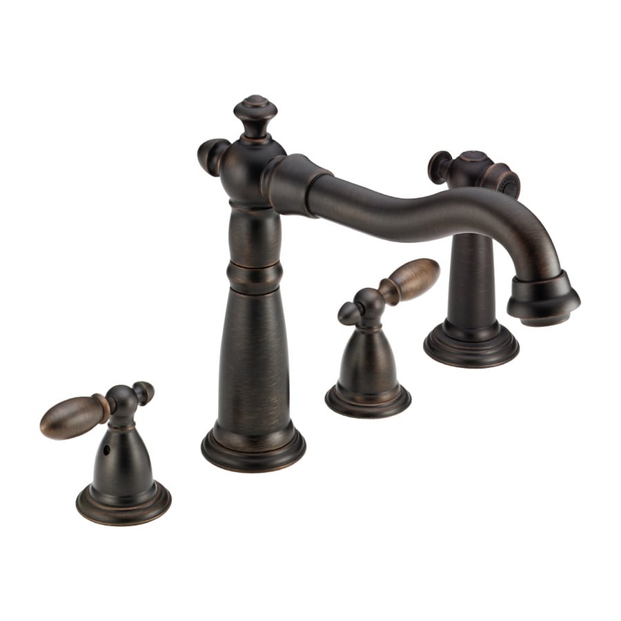 Delta Victorian Venetian Bronze Double-Handle Kitchen Faucet with Side ...