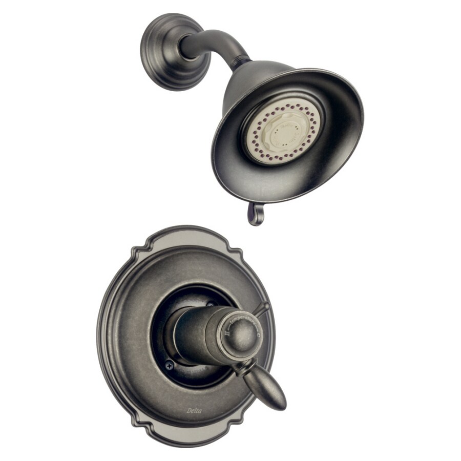 Delta Victorian Aged Pewter 1-Handle Shower Faucet with Multi-Function ...