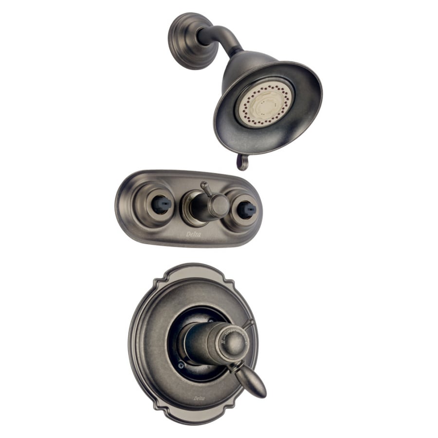Delta Victorian Aged Pewter Single-Handle Jetted Shower Trim with Multi ...