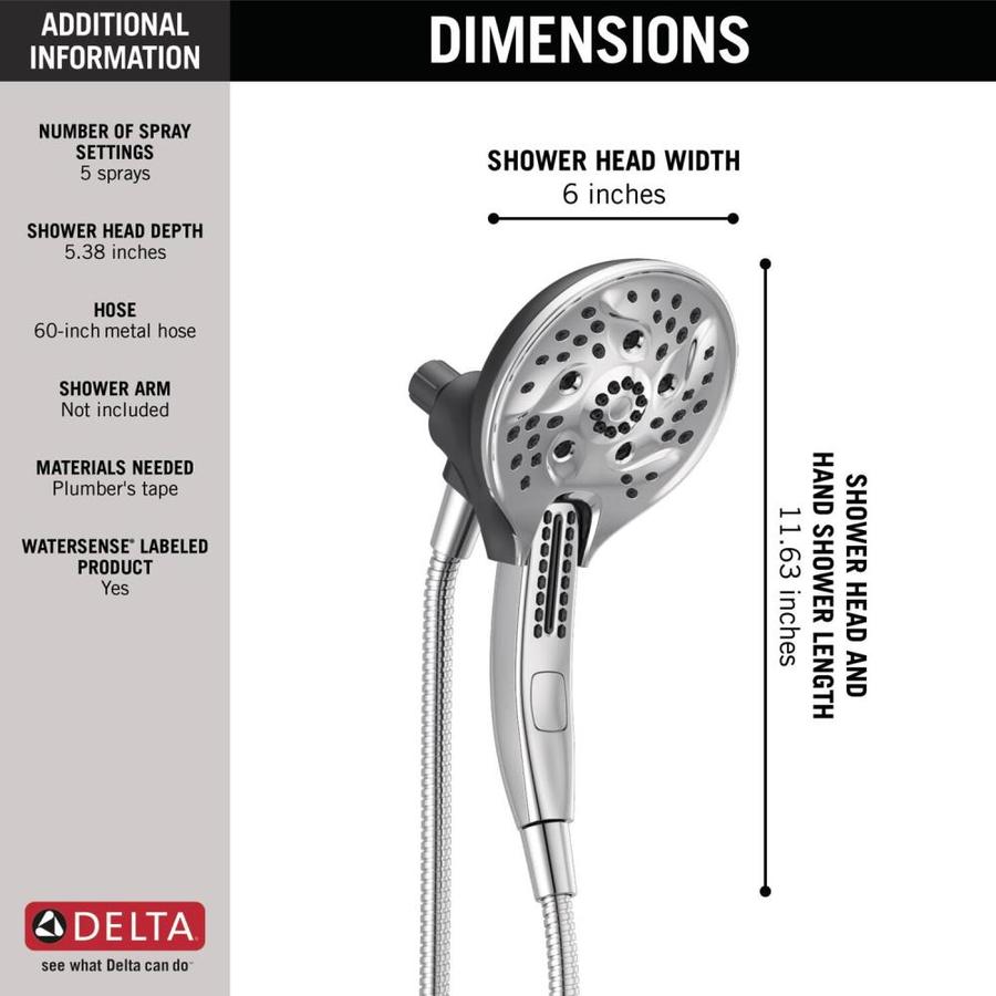 Delta Universal Showering Components Chrome 5-Spray Dual Shower Head 1. ...
