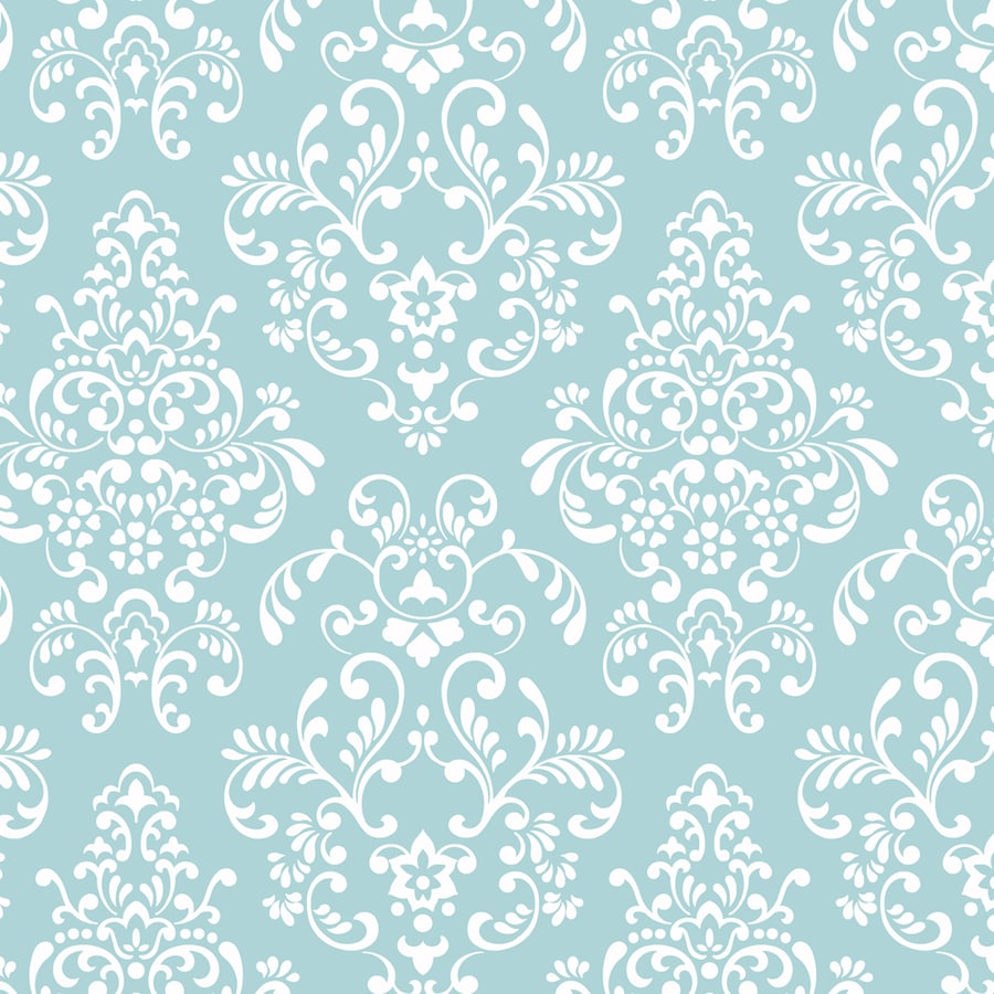 York Wallcoverings Peek-A-Boo 56-sq ft Blue Paper Damask Prepasted Soak ...