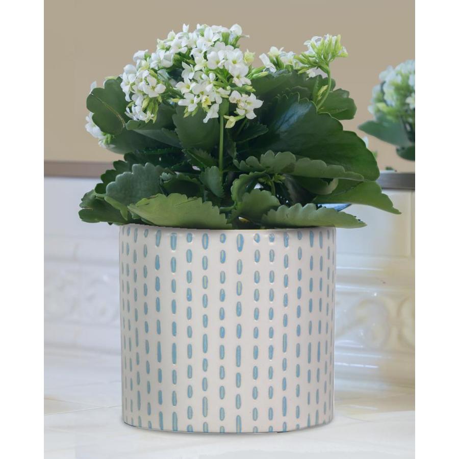 allen + roth 4.1338-in W x 4.1338-in H Blue Ceramic Planter in the Pots ...