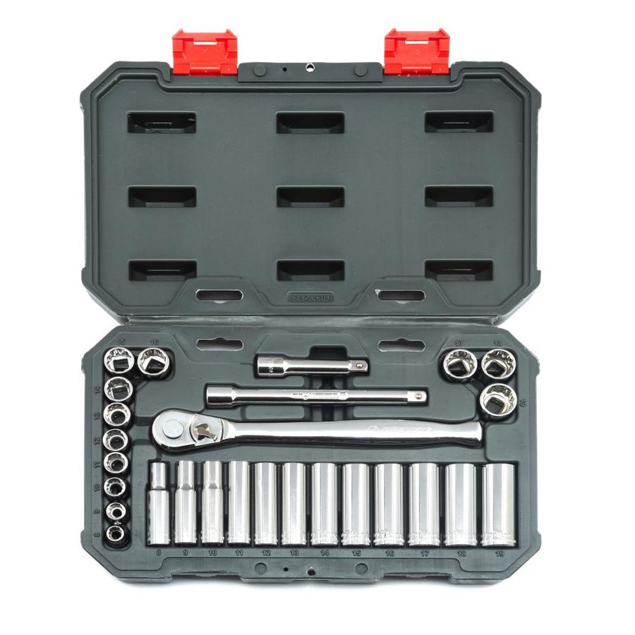 Crescent 27-Piece 60-Teeth 3/8-in Drive Quick-Release Standard Ratchet ...