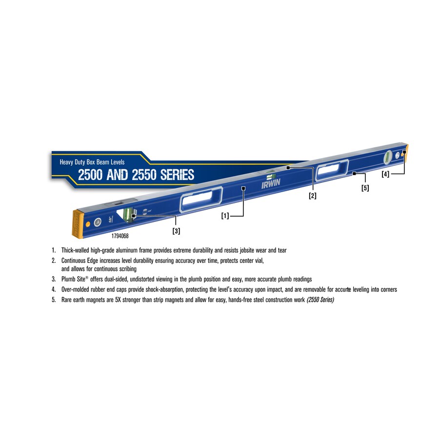 IRWIN 2550 Heavy Duty 78-in Magnetic Box Beam Standard Level at Lowes.com
