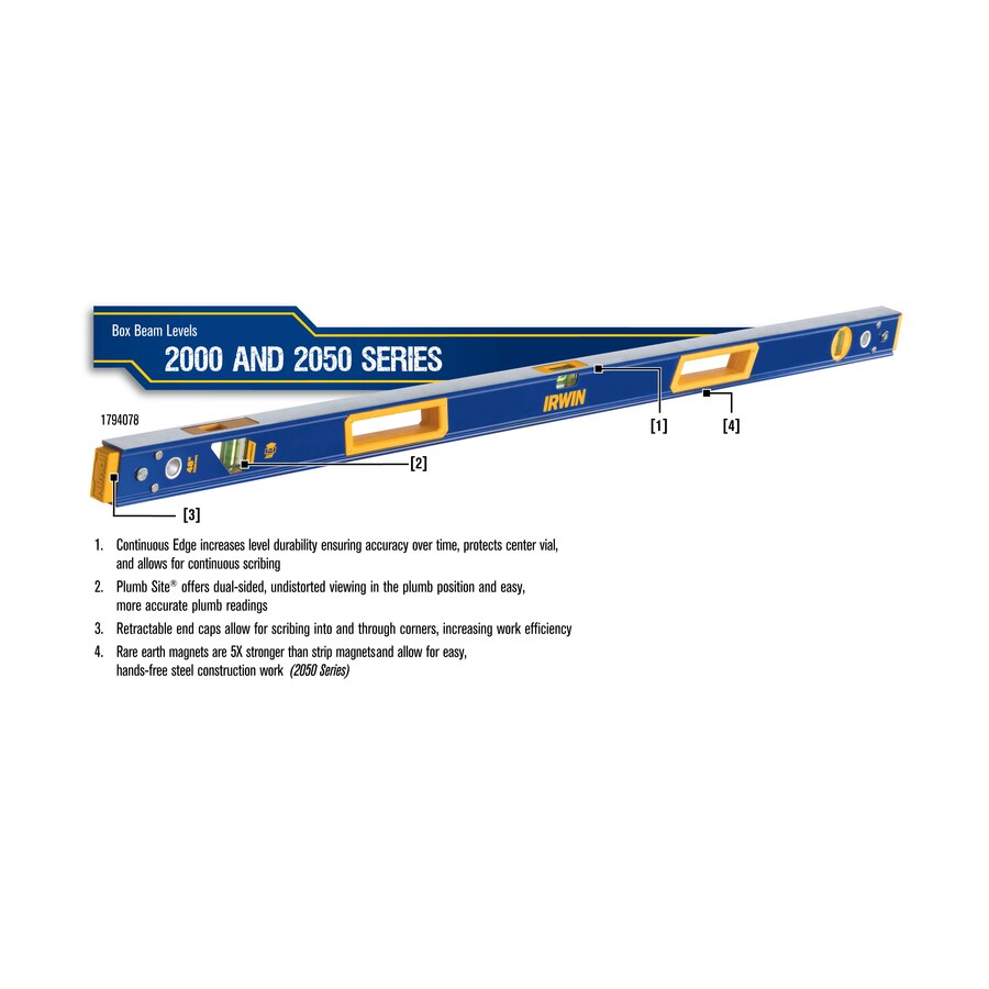 IRWIN 2000L Lighted 48-in Box Beam Standard Level at Lowes.com