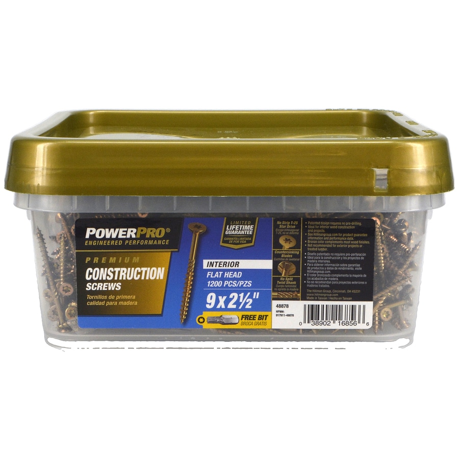Power Pro #9 x 2-1/2-in Bronze Bronze Flat Interior Wood Screws (1200 ...