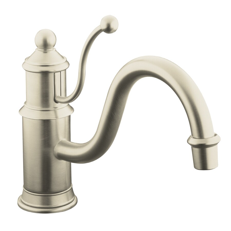KOHLER Antique Vibrant Brushed Nickel 1-Handle Low-Arc Kitchen Faucet ...