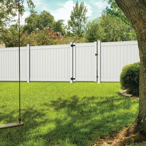 Freedom Emblem 6-ft H x 4-ft W White Vinyl Fence Gate in the Vinyl ...