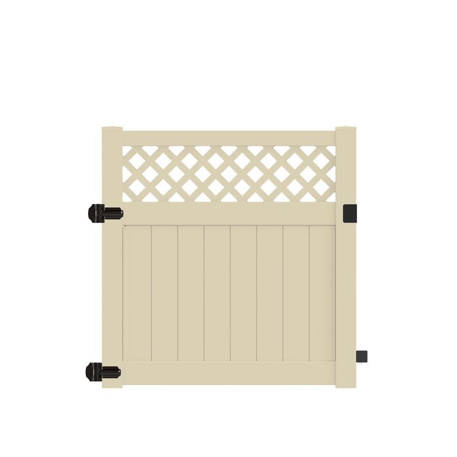 Freedom Conway 5-ft H x 5-ft W Sand Vinyl Lattice-Top Fence Gate in the ...