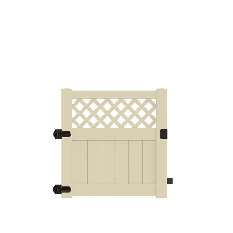 Freedom Conway 4-ft H x 4-ft W Sand Vinyl Lattice-Top Fence Gate in the ...