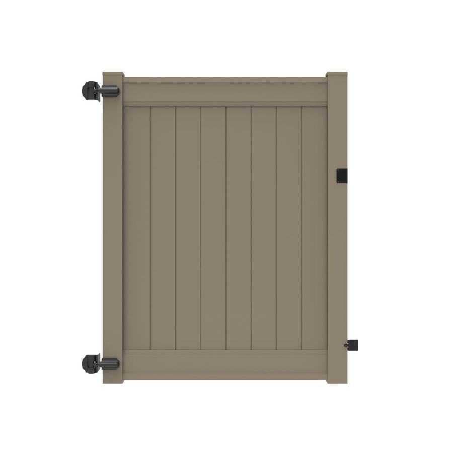 Freedom Emblem 6-ft H x 5-ft W Khaki Vinyl Flat-Top Fence Gate in the ...