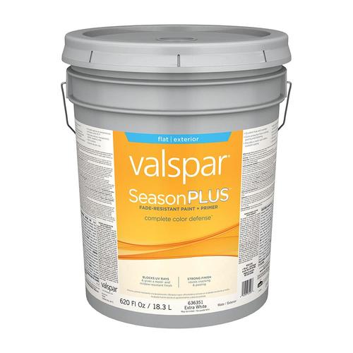 Valspar SeasonPlus Extra White Flat Exterior Tintable Paint (5-Gallon ...