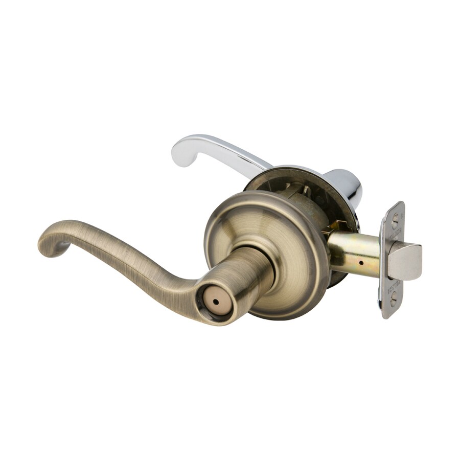 Schlage F Flair Antique Brass/Bright Chrome Left-Handed Privacy Door ...