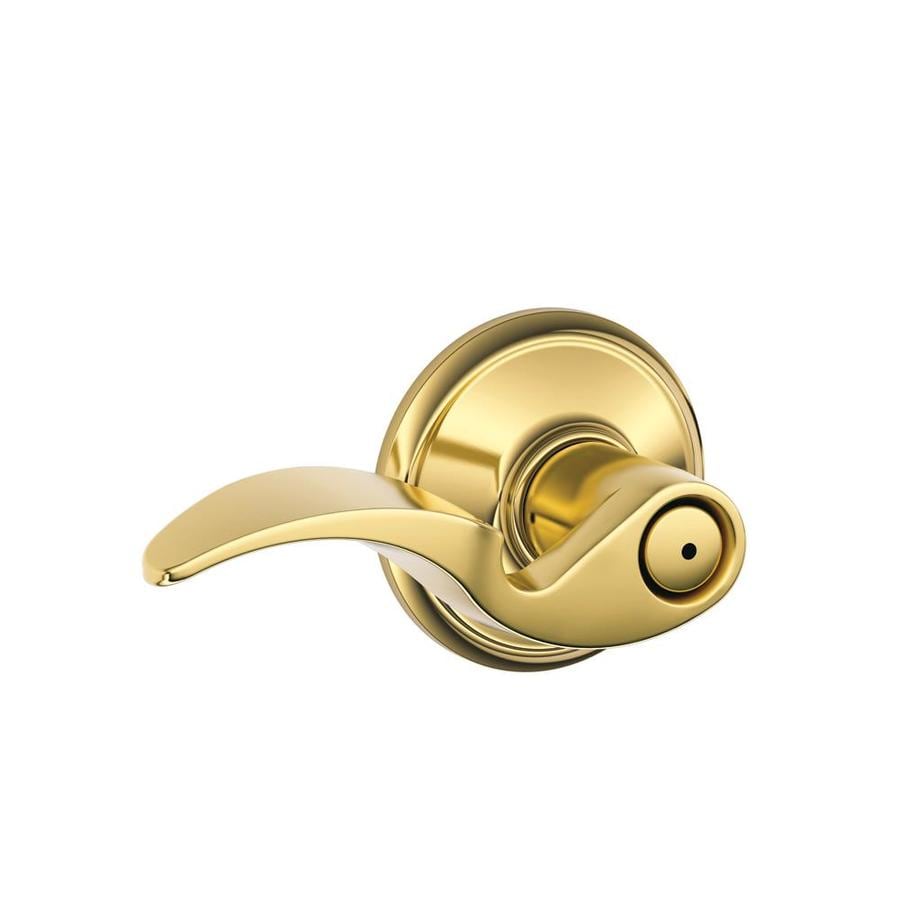 Schlage Bed and Bath Avanti Polished Brass Push-Button Lock Residential ...
