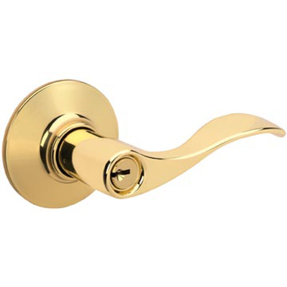 SchlageÂ® Accent Keyed Entry Lever in Bright Brass Finish in the ...