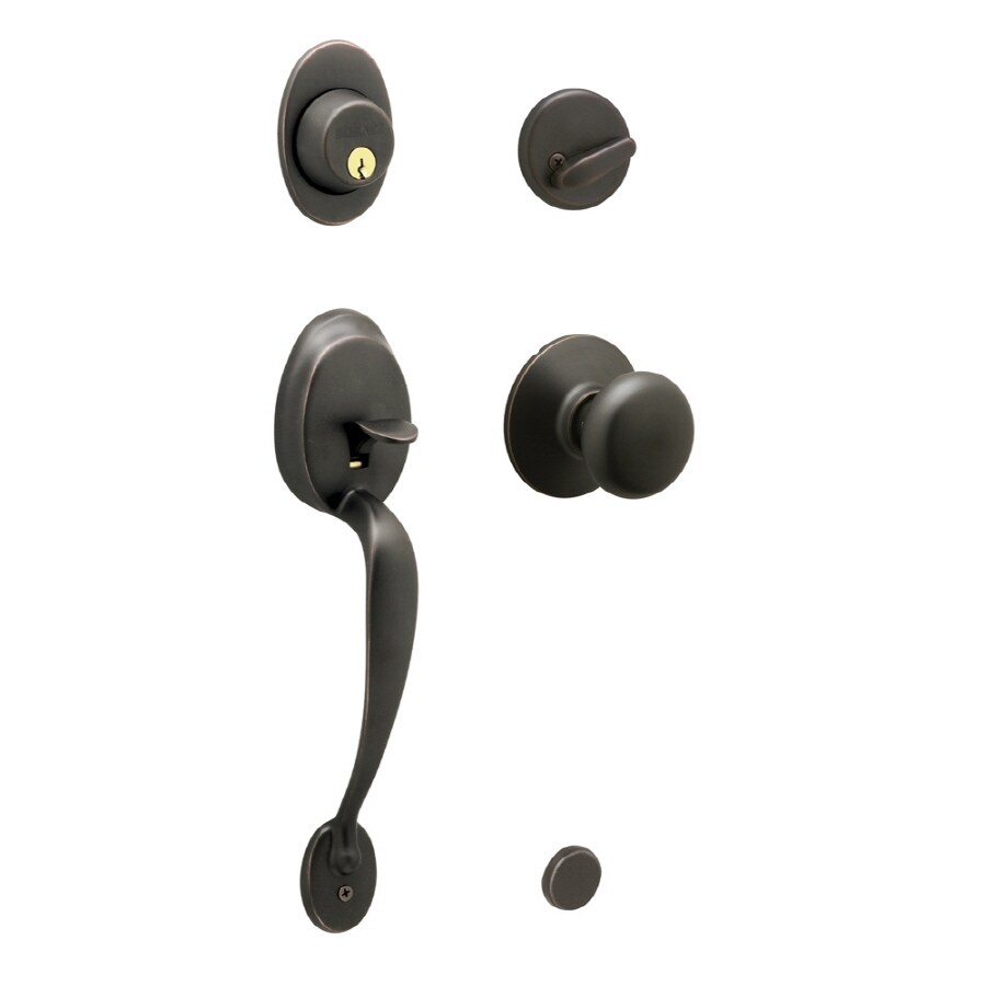 Schlage Plymouth Aged Bronze Keyed Entry Door Handleset in the Handlesets department at Lowes.com