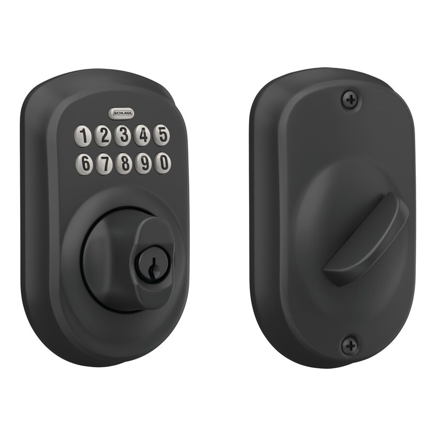 Schlage Plymouth Matte Black Single-Cylinder Deadbolt 1-Cylinder ...