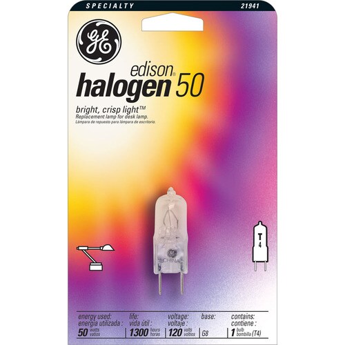 GE 50-Watt T4 Plug-in Base Bright White Halogen Desk Lamp Light Bulb at ... GE 50-Watt T4 Plug-in Base Bright White Halogen Desk Lamp Light Bulb at ...