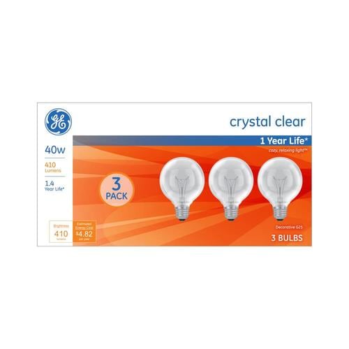 GE 40-Watt Dimmable G25 Decorative Incandescent Light Bulb (3-Pack) in ...