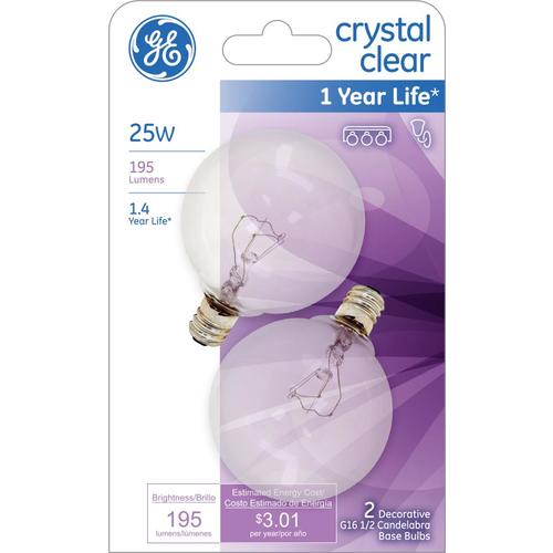 GE Classic 25-Watt Dimmable G16.5 Light Fixture Incandescent Light Bulb ...