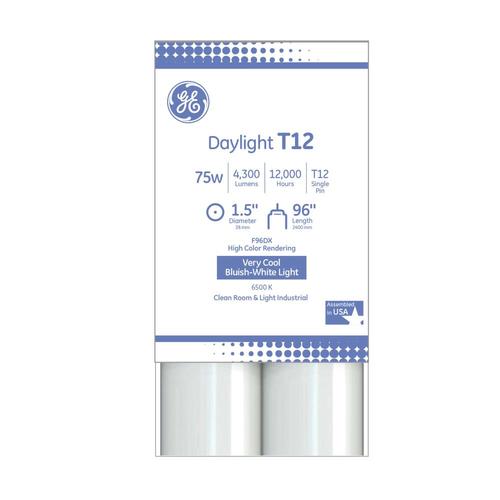 GE 75-Watt 96-in Single Pin (T12) 6500 K Daylight Fluorescent Light ...