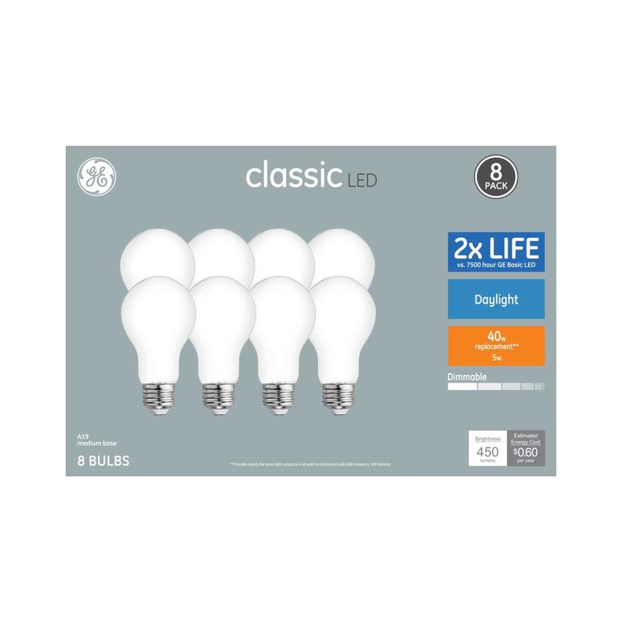 GE Classic 40-Watt EQ A19 Daylight Dimmable LED Light Bulb (8-Pack) in ...