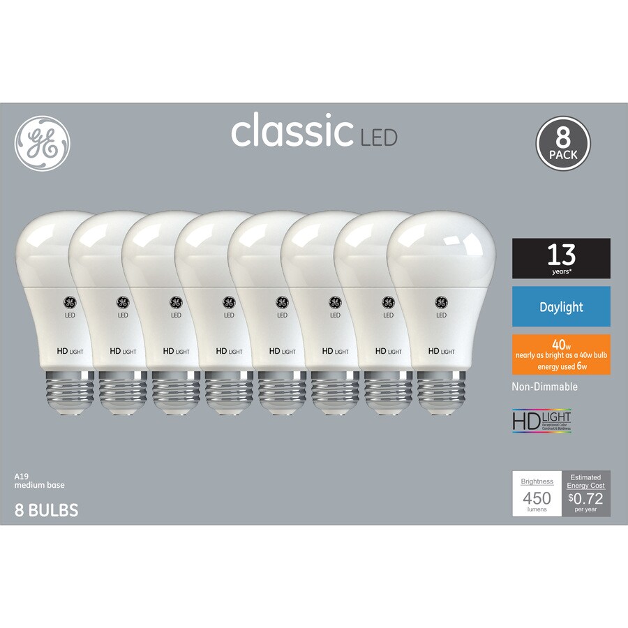 GE Classic 40-Watt EQ A19 Daylight LED Light Bulb (8-Pack) in the ...