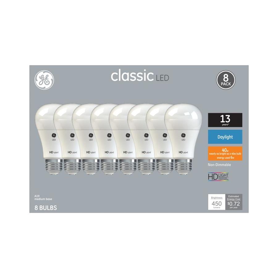 GE Classic 40-Watt EQ A19 Daylight LED Light Bulb (8-Pack) in the ...
