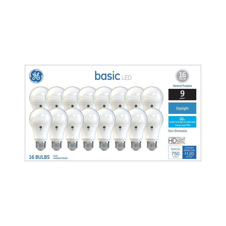 GE Basic 60-Watt EQ A19 Daylight LED Light Bulb (16-Pack) at Lowes.com