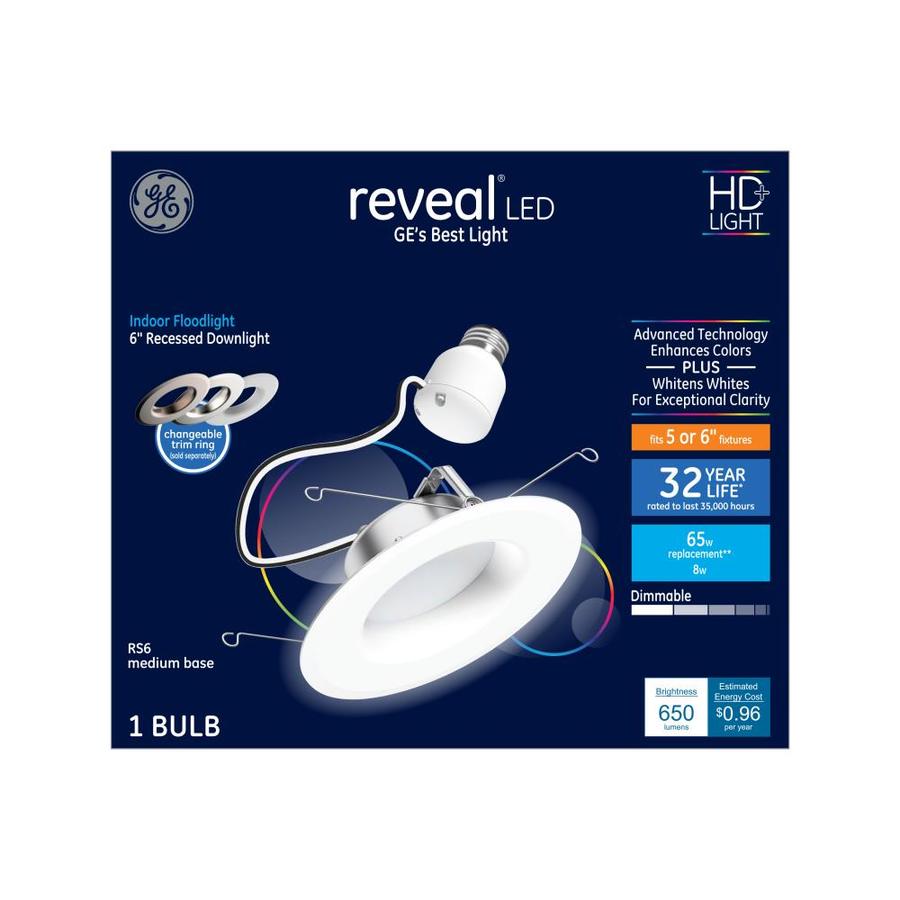 GE 1-Pack Reveal 50-Watt Equivalent White Dimmable LED Recessed ... GE 1-Pack Reveal 50-Watt Equivalent White Dimmable LED Recessed ...