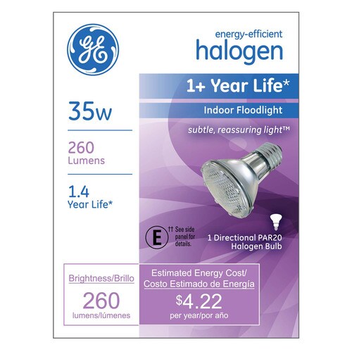 GE PAR20 Dimmable Bright White Flood Halogen Light Bulb in the Halogen ...
