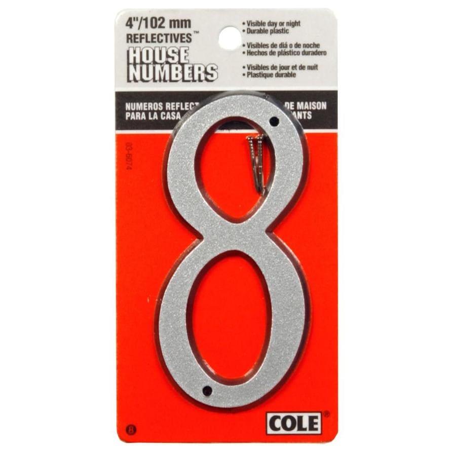 Hillman 4-in Reflective Silver Number 8 in the House Letters & Numbers ...