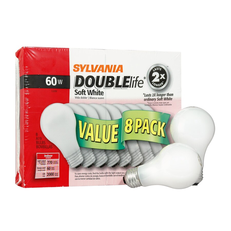 SYLVANIA OSI 60W DBL LIFE SOFT WHT 8-CT at Lowes.com
