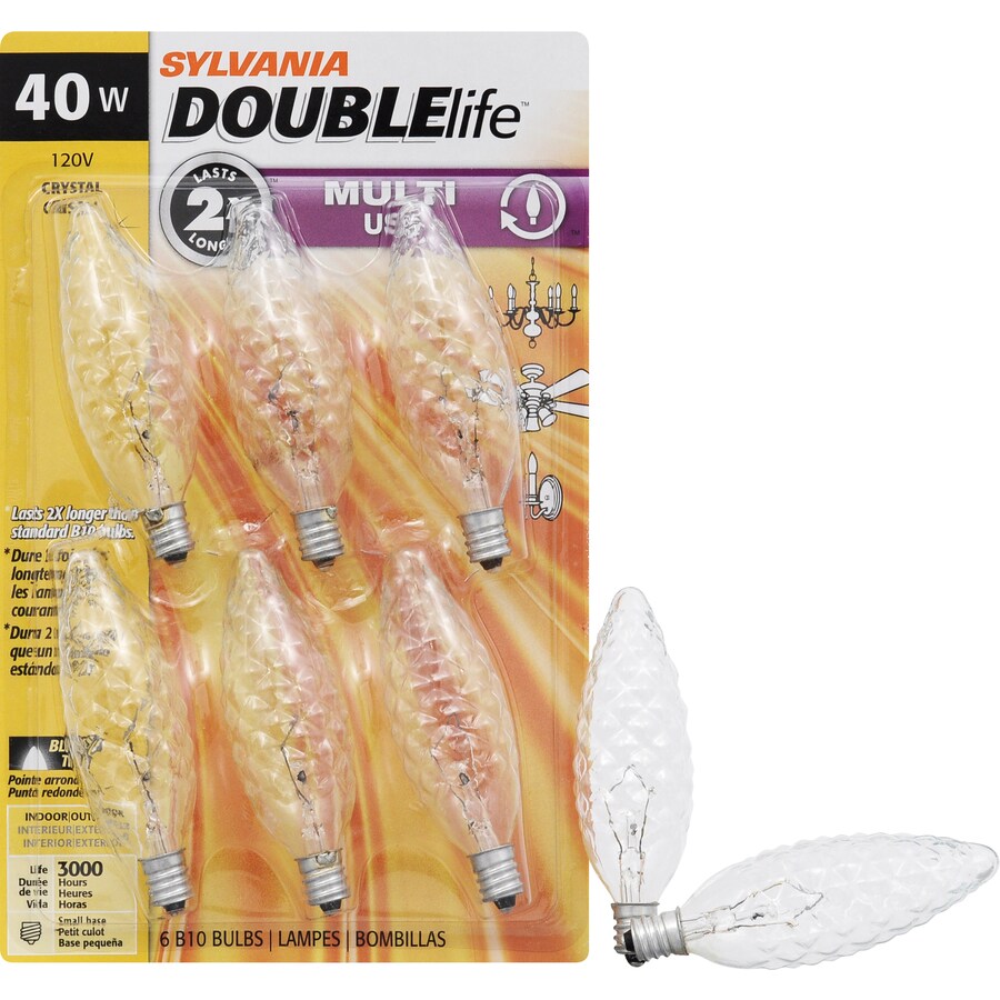 SYLVANIA 40-Watt Dimmable B10 Decorative Incandescent Light Bulb (6 ...
