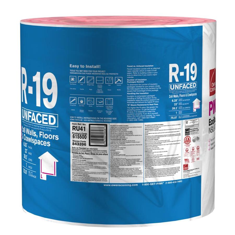 Owens Corning EcoTouch R-19 75.07-sq ft Unfaced Fiberglass Roll ...