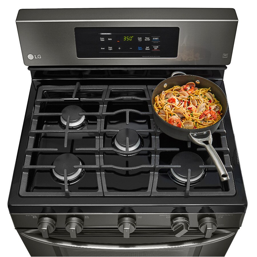 LG 30-in 5.4-cu ft Self-cleaning Gas Range (Black Stainless Steel) in ...