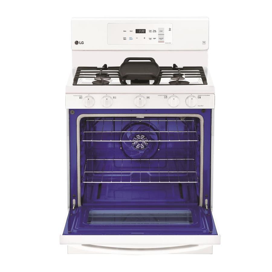 LG 30-in 5.4-cu ft Self-cleaning Gas Range (Smooth White) in the Single ...