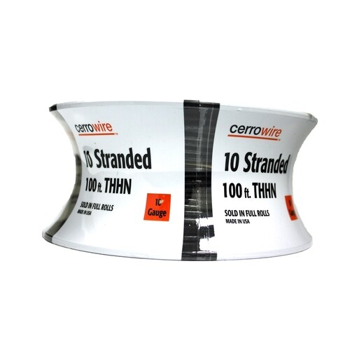 Cerro Wire 100-ft 10 AWG Stranded Black THHN Wire at Lowes.com